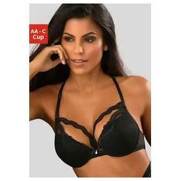 Push-up-BH Petite Fleur Gold, Damen, Gr. 70, Cup A, schwarz, Spitze, Obermaterial: 60% Polyamid, 35% Polyester, 5% Elasthan, BHs Push-up-BH Spitzenw&auml;sche B&uuml;gel-BH Spitzen-BH Schalen-BH, mit herausnehmbaren Kissen, sexy Dessous, Reizw&auml;sche