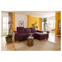 Ecksofa Home Affaire "Dundee L-Form", rot (bordeaux), B:264cm H:86cm T:170cm, Luxus-Microfaser Florence (100% Polyester);Struktur fein (100% Polyester);Luxus-Microfaser Lederoptik (100% Polyester), Sofas, Ecksofa, wahlweise mit Kopfteilverstellung und zus&auml;tzlich mit Bettfunktion