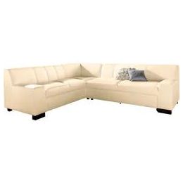 Ecksofa DOMO collection "Norma, moderne Armlehnen, zeitlos und elegant, Breite 247cm, L-Form", beige (creme), B:247cm H:74cm T:212cm, Microfaser PRIMABELLE (100% Polyester);Kunstleder SOFTLUX;Struktur (90% Polyester, 10% Polyacryl);NaturLEDER (echtes Rindsleder), Sofas, Ecksofa, wahlweise mit Bettfunktion