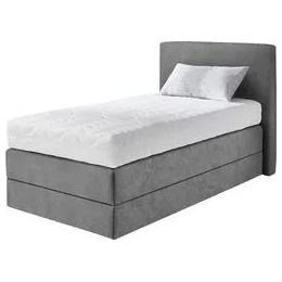 Boxspringbett, grau, B:105cm L:205cm, Microvelours (100% Polyester), Westfalia Schlafkomfort, Komplettbetten, Boxspringbett, wahlweise mit Kaltschaum-Topper
