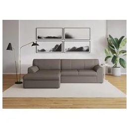 Ecksofa DOMO collection "Topper, elegant und zeitlos, kompaktes Stellma&szlig; 245/155cm, L-Form", braun (schlamm), B:245cm T:155cm, Sofas, Ecksofa, mit Recamiere, wahlweise mit Schlaffunktion