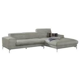 Ecksofa W.Schillig "piedroo, Designsofa mit tollem Sitzkomfort, bequem und elegant, L-Form", grau (stone r66), B:303cm H:70cm T:193cm, Chenille-Flachgewebe R66 (85% Polyester, 15% Nylon), Sofas, Ecksofa, Kopfteilverstellung, wahlweise mit Sitztiefenverstellung, Breite 303cm