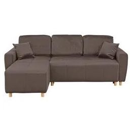 Ecksofa Home Affaire "Scania L-Form", braun, B:220cm H:86cm T:160cm, Microfaer (100% Polyester);Struktur fein (100% Polyester);Samtoptik (100% Polyester), Sofas, Ecksofa, wahlweise mit Bettfunktion und Bettkasten