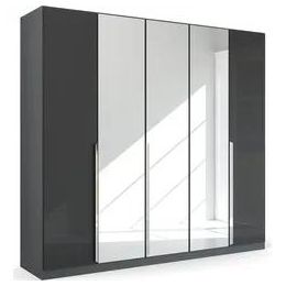 Dreht&uuml;renschrank Rauch "Kleiderschrank Schrank Garderobe Ankleide GLAMOUR BY QUADRA SPIN", grau (graumetallic, hochglanz effektgrau), B:226cm H:210cm T:54cm, Holzwerkstoff, Schr&auml;nke, Dreht&uuml;renschrank, mit Spiegel und Hochglanz-Front, Stangengriff MADE IN GERMANY
