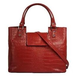 Henkeltasche CLUTY, Damen, Gr. B/H/T: 30cm x 20cm x 6cm onesize, rot, Leder, Reptilienpr&auml;gung, Taschen, echt Leder, Made in Italy