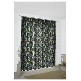 Vorhang WIRTH "Oakham" Gr. 3, schwarz (schwarz, gr&uuml;n), B:132cm H:225cm, Jacquard, Polyester, Gardinen