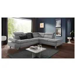 Ecksofa exxpo - SOFA FASHION "Fiji, L-Form", grau (grau melange), B:272cm H:98cm T:232cm, Luxus-Kunstleder;Webstoff (100% Polyester);Webvelours (100% Polyester), Sofas, Ecksofa, mit Kopf- bzw. R&uuml;ckenverstellung, wahlweise mit Bettfunktion