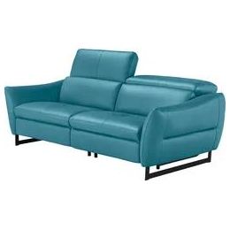 2,5-Sitzer Egoitaliano "Dafne, elegantes Designsofa mit hohem Sitzkomfort", blau (t&uuml;rkis), B:208cm H:97cm T:108cm, Leder &raquo;BULL&laquo; (echtes Rindsleder). Geschliffenes, pigmentiertes und behandeltes Rindsleder mit einer Dicke von 1, 3-1, 5 mm. Dieses Leder zeigt eine ziemlich weiche Hand mit einem halb undurchsichtigen Aussehen. Es handelt sich um ein gesch&uuml;tztes Leder. Eine leichte Deckschicht sch&uuml;tzt