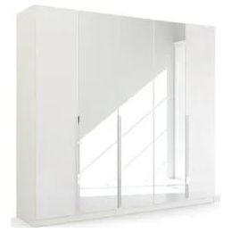 Dreht&uuml;renschrank Rauch "Kleiderschrank Schrank Garderobe Ankleide GLAMOUR BY QUADRA SPIN", wei&szlig; (alpinwei&szlig;, hochglanz wei&szlig;), B:226cm H:210cm T:54cm, Holzwerkstoff, Schr&auml;nke, Dreht&uuml;renschrank, mit Spiegel und Hochglanz-Front, Stangengriff MADE IN GERMANY