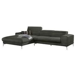 Ecksofa W.Schillig "piedroo, Designsofa mit tollem Sitzkomfort, bequem und elegant, L-Form", gr&uuml;n (hunter r66), B:303cm H:70cm T:193cm, Chenille-Flachgewebe R66 (85% Polyester, 15% Nylon), Sofas, Ecksofa, Kopfteilverstellung, wahlweise mit Sitztiefenverstellung, Breite 303cm