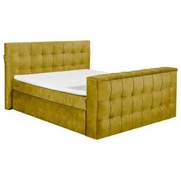 Boxspringbett "Richmond", gelb (okra), B:203cm L:243cm, SET ONE BY Musterring, Komplettbetten, Boxspringbett, versenkbarer TV- Halterung mit Fernbedienung