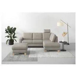 Ecksofa Home Affaire "Summer L-Form", grau (steel), B:236cm H:91cm T:170cm, 95% Polyester, 5% Polyamid, Sofas, Ecksofa, mit Ottomane, wahlweise mit Bettfunktion und Bettkasten, Cord-Bezug