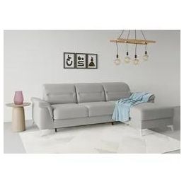 Sit & More Ecksofa SIT & MORE "Sinatra L-Form", grau, B:258cm H:85cm T:170cm, 100% Polyester, Sofas, Ecksofa, mit Recamiere, optinal mit Kopfteilverstellung und Armteilfunktion