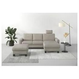 Ecksofa Home Affaire "Summer L-Form", grau (steel), B:249cm H:91cm T:164cm, 95% Polyester, 5% Polyamid, Sofas, Ecksofa, mit Recamiere, mit oder ohne Bettfunktion und Bettkasten, Cord-Bezug