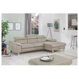 Ecksofa COTTA "Komaris L-Form, B: 244 cm", grau, B:244cm H:72cm T:166cm, Microfaser PRIMABELLE (100% Polyester);Kunstleder SOFTLUX(100%Polyurethan);Feinstruktur (100% Polyester);Kunstleder SOFTLUX/Struktur (100%Polyurethan, 90%Polyester, 10% Polyacryl), Sofas, Ecksofa, mit Kopfteilverstellung, optional Bettfunktion, Bettkasten & Licht, Topseller