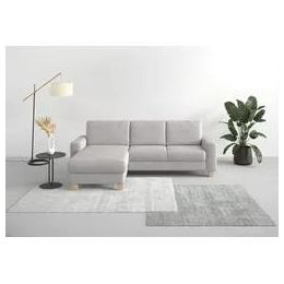 Ecksofa Home Affaire "Summer L-Form", silber, B:249cm H:91cm T:164cm, 95% Polyester, 5% Polyamid, Sofas, Ecksofa, mit Recamiere, mit oder ohne Bettfunktion und Bettkasten, Cord-Bezug