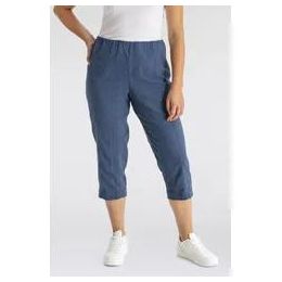 Caprihose KjBRAND "Susie Capri Wash & Go", Damen, Gr. 44, N-Gr, blau (indigo, blau), Web, Obermaterial: 47% Baumwolle, 45% Polyester, 6% Viskose, 2% Elasthan, gerade 3/4-L&auml;nge, Hosen Caprihose, Sommerhose b&uuml;gelfrei