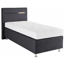 Boxspringbett, grau (strukturstoff anthrazit), mit LED-Beleuchtung, Liegefl&auml;che B/L: 90cm x 200cm, H2, 7-Zonen-Kaltschaummatratze, Bezug Unterbox und Kopfteil: Strukturstoff (77% Polyester und 23% Viskose);Bezug Obermatratze 100% Polyester, waschbar bis 60C, Westfalia Schlafkomfort, Komplettbetten, Boxspringbett, wahlweise mit LED-Beleuchtung