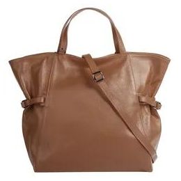 Shopper Samantha Look, Damen, Gr. B/H/T: 35cm x 30cm x 10cm onesize, braun (cognac), Leder, leicht gl&auml;nzend, unifarben, Taschen Shopper, echt Leder, Made in Italy