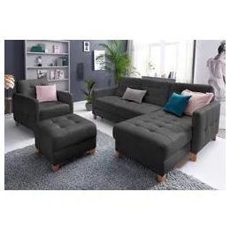 Ecksofa exxpo - SOFA FASHION "Elio, kompakt, bequem & zeitloses Design, Breite 217cm, L-Form", schwarz, B:217cm H:84cm T:157cm, Luxus-Kunstleder;NaturLEDER (echtes Rindsleder) in Sitz und R&uuml;cken. Korpus in passendem Kunstleder SOFTLUX bezogen, Sofas, Ecksofa, wahlweise mit Bettfunktion