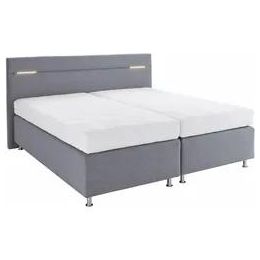 Boxspringbett, grau (strukturstoff grau), mit LED-Beleuchtung, Liegefl&auml;che B/L: 200cm x 200cm, H3, 7-Zonen-Kaltschaummatratze, Bezug Unterbox und Kopfteil: Strukturstoff (77% Polyester und 23% Viskose);Bezug Obermatratze 100% Polyester, waschbar bis 60C, Westfalia Schlafkomfort, Komplettbetten, Boxspringbett, wahlweise mit LED-Beleuchtung