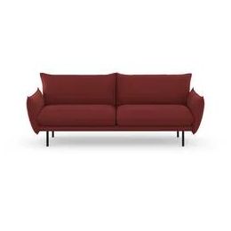 3-Sitzer Home Affaire "Stine", rot (dunkelrot), B:226cm H:86cm T:86cm, Struktur (100% Polyester);Struktur weich (85% Polyester/15% Nylon);Samtoptik (100% Polyester), Sofas, Besonderes Design durch Kissenoptik und Keder, by Morten Georgsen