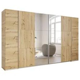 Schwebet&uuml;renschrank Rauch "Kleiderschrank Dreht&uuml;renschrank Schrank Garderobe KRONACH TOPSELLER", beige (eiche artisan, griffleisten alu, mit 2 spiegel), B:354cm H:210cm T:59cm, Holzwerkstoff, Schr&auml;nke, Schwebet&uuml;renschrank, Kombischrank optional mit 1 oder 2 Spiegel viele B&ouml;den MADE IN GERMANY