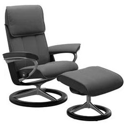 Relaxsessel stressless "Admiral", grau (grau batick), B:93cm H:103cm T:79cm, Leder BATICK: BATICK ist ein leicht korrigiertes, durchgef&auml;rbtes und genarbtes M&ouml;belleder, bei dem die meisten Unebenheiten und Spuren in der Regel entfernt wurden., Sessel, Relaxsessel, mit Signature Base, Gr&ouml;&szlig;e M & L, Gestell Schwarz