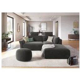 Sit & More Ecksofa SIT & MORE "Cadabra L-Form", grau (anthrazit), B:243cm H:80cm T:198cm, Samtoptik (100% Polyester);Soft clean (98% Polyester, 2% Polyamid);Struktur fein (100% Polyester), Sofas, Ecksofa, Breite 243 cm, inklusive Sitztiefenverstellung