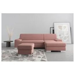 Ecksofa DOMO collection "Anzio L-Form, whlw. Bettfunktion, Federkern, hochwertig, Breite 271 cm", lila (malve), B:271cm H:85cm T:160cm, Sofas, Ecksofa, Ohne Bettfunktion, Recamiere rechts, Samtoptik, malve