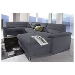 Sit & More Wohnlandschaft SIT & MORE "Ascara U-Form", grau (dunkelgrau), B:312cm H:85cm T:204cm, NaturLeder in Sitz und R&uuml;cken, Korpus ist mit passendem Kunstleder bezogen.;Luxus-Microfaser (100% Polyester);Softlux-Kunstleder;Primabelle-Microfaser (100% Polyester), Sofas, Wohnlandschaft, inklusive Boxspring/Federkern-Polsterung, wahlweise mit Bettfunktion