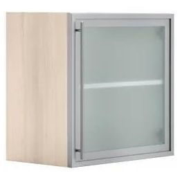 H&auml;ngeschrank Optifit, silber (alu, akazie), B:60cm H:57,6cm T:35,2cm, Schr&auml;nke, H&auml;ngeschrank, Breite 60 cm