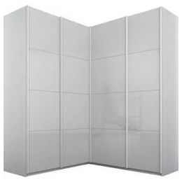 Schwebet&uuml;renschrank Rauch "Kleiderschrank Garderobe Eckkleiderschrank QUADRA mit edler Glasfront", grau (seidengrau, glas seidengrau), B:181cm H:229cm T:187cm, Holzwerkstoff, Schr&auml;nke, Schwebet&uuml;renschrank, extra gro&szlig;er Eckschrank inkl. Schubladeneinsatz MADE IN GERMANY