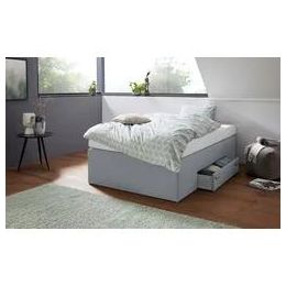 Boxspringbett, grau, B:120cm L:200cm, Bezug Bett: Feinstrukturstoff (77% Polyester, 23%Viskose) oder Microfaser (100% Polyester);Bonnellfederkernmatratze: 100%Polyester;Kaltschaummatratze: 100% Polyester, Bezug abnehm- und waschbar bis 60C, Westfalia Schlafkomfort, Komplettbetten, Boxspringbett, mit integrierter Schublade, frei im Raum stellbar