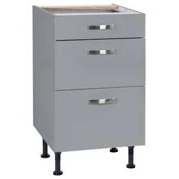 Unterschrank KOCHSTATION "KS-Cara", grau (basaltgrau, basaltgrau), B:50cm H:87cm T:58,4cm, Schr&auml;nke, Unterschrank, Breite 50 cm, mit Vollausz&uuml;gen und Soft-Close-Funktion