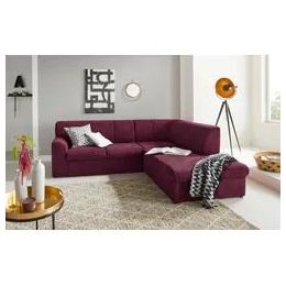 Ecksofa DOMO collection "Topper zeitlos elegant, kompakte Stellma&szlig;eL-Form", lila (beere), B:237cm H:78cm T:200cm, Sofas, Ecksofa, mit Ottomane, wahlweise mit Schlaffunktion