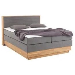 Boxspringbett Home Affaire "Cavan", grau (anthrazit), L:220cm, Microfaser (100% Polyester), Komplettbetten, Boxspringbett, Eiche, inkl. Bettkasten & Topper, verschiedene H&auml;rtegrade (auch H4)