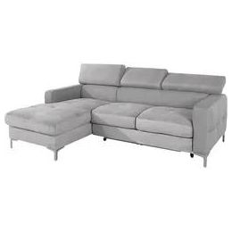 Ecksofa COTTA "Sammy L-Form", grau, B:226cm H:74cm T:169cm, Struktur (100% Polyester );Chenille (90% Polyester; 10% Polyamid ), Sofas, Ecksofa, mit Kopfteilverstellung, wahlweise mit Bettfunktion & Bettkasten