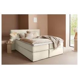 Boxspringbett "Yuma", beige, B:193cm L:213cm, 100% Polyester, LeGer Home by Lena Gercke, Komplettbetten, Boxspringbett, incl. Topper, in 4 Breiten, 3 Matratzenarten und je 2 H&auml;rtegraden