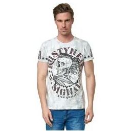 T-Shirt Rusty Neal, Herren, Gr. S, wei&szlig;, 100% Baumwolle, bedruckt, normal, Rundhals, Shirts T-Shirt, mit stylischem Totenkopf-Print