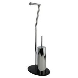 M&ouml;ve Toilettenpapierhalter M&Ouml;VE "Stand", silber (silberfarben), B:28cm H:71,5cm L:20cm, Edelstahl, Glas, Toilettenpapierhalter, mit hochwertig verchromtem Toilettenpapierhalter