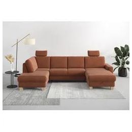 Wohnlandschaft Home Affaire "Summer U-Form", rosa (kupfer), B:314cm H:91cm T:170cm, 95% Polyester, 5% Polyamid, Sofas, Wohnlandschaft, mit oder ohne Bettfunktion und Bettkasten, Cord-Bezug