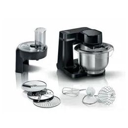 Bosch K&uuml;chenmaschine "MUMS2EB01 MUM Serie 2", schwarz, B:26,6cm H:26,6cm T:27,7cm, K&uuml;chenmaschinen, Durchlaufschnitzler, 3 Reibescheiben, Patisserieset Edelstahl, K&uuml;chenmaschine
