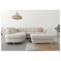 Sit & More Ecksofa SIT & MORE "Apulia L-Form", beige (creme), B:250cm H:78cm T:212cm, Webstoff (100% Polyester);Struktur weich (90% Polyester, 10% Polyamid);Luxus-Micofaser Euphoria (100% Polyester);Samtoptik (100% Polyester), Sofas, Ecksofa, wahlweise Bettfunktion, Bettkasten und Kopf- und Armteilverstellung