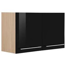 H&auml;ngeschrank KOCHSTATION "KS-Eton", schwarz (schwarz hochglanz), B:100cm H:57cm T:34cm, Schr&auml;nke, H&auml;ngeschrank, Breite 100 cm