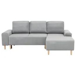 Ecksofa Home Affaire "Samu L-Form", grau (hellgrau), B:235cm H:93cm T:160cm, Microfaser PRIMABELLE (100% Polyester);Samtoptik (100% Polyester);Struktur fein (100% Polyester), Sofas, Ecksofa, wahlweise mit Bettfunktion und Bettkasten