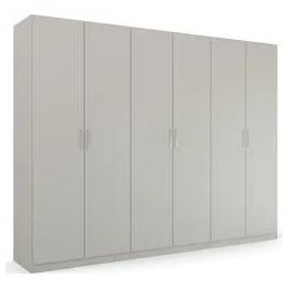 Dreht&uuml;renschrank Rauch "Kleiderschrank Schrank Garderobe Ankleide PURE BY QUADRA SPIN", grau (seidengrau), B:271cm H:210cm T:54cm, Holzwerkstoff, Schr&auml;nke, Dreht&uuml;renschrank, mit Spiegel, in puristischem Design, Griffe alufarben MADE IN GERMANY