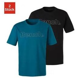 T-Shirt BENCH. LOUNGEWEAR, Herren, Gr. XL, gr&uuml;n (petrol, schwarz), Single Jersey, Obermaterial: 100% Baumwolle, unifarben, Basic, Basic normal, Rundhals, Shirts T-Shirt, Shirt mit Logoprint, Basicshirt mit Rundhals aus reiner Baumwolle