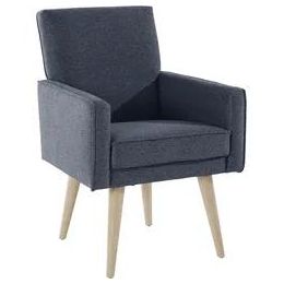Sessel exxpo - SOFA FASHION "Lungo, Loungesessel mit moderner Kedernaht, bequem und elegant", blau (denim), B:64cm H:89cm T:67cm, Sessel, Sessel, Breite 64 cm, hoher Holzfu&szlig;
