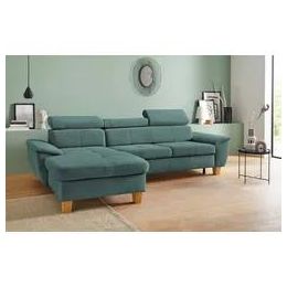 Ecksofa exxpo - SOFA FASHION "Enya, aufwendige Detailverarbeitung, hoher Sitzkomfort, bequem, L-Form", blau (aqua), B:280cm H:79cm T:167cm, Luxus-Microfaser Vintageoptik (100% Polyester);Webvelours (92% Polyester, 8% Nylon), Sofas, Ecksofa, inkl. Kopfteilverstellung, wahlweise mit Bettfunktion und Bettkasten